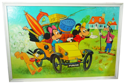 Vintage MICKEY MOUSE "Moving Day" FRAMED PRINT (1970s) Disney MINNIE ...