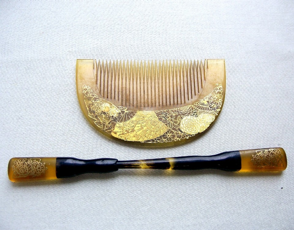 Vintage Japanese kanzashi comb hairpin geisha set hair accessory (ABH ...