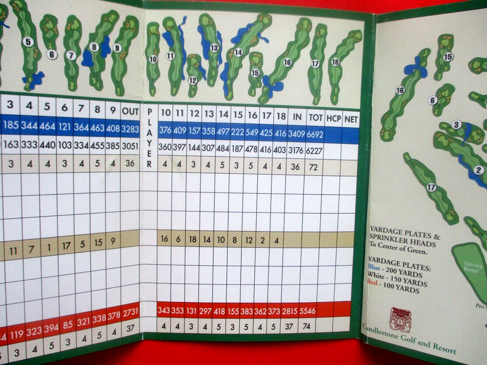 vtg - Golf Scorecard - CANDLESTONE GOLF RESORT - Belding MI | eBay