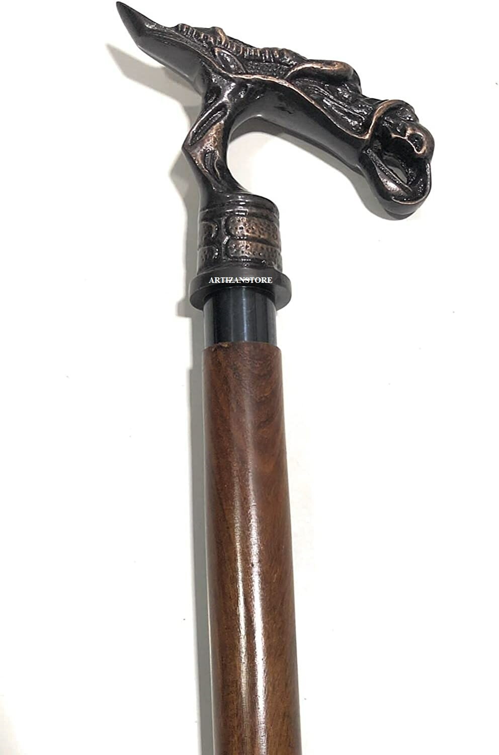 Solid Brass Dragon Head Handle Wooden Walking Stick C… - Gem