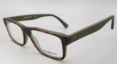 Emporio Armani Full Rim Square Matte Tortoise/Olive Eyeglass Frames EA ...
