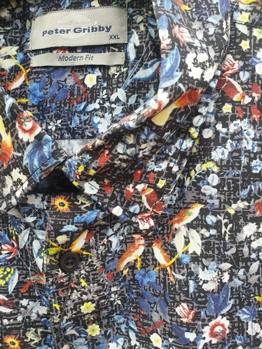 PETER GRIBBY MOD LOOK BIRDS/LEAVES LONG SLEEVE SHIRT 2XL3XL4XL5XL6XL ...