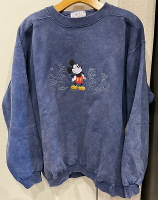 VTG Disney Genus Mickey Mouse Big Logo Sweatshirt Embroidered Made In ...