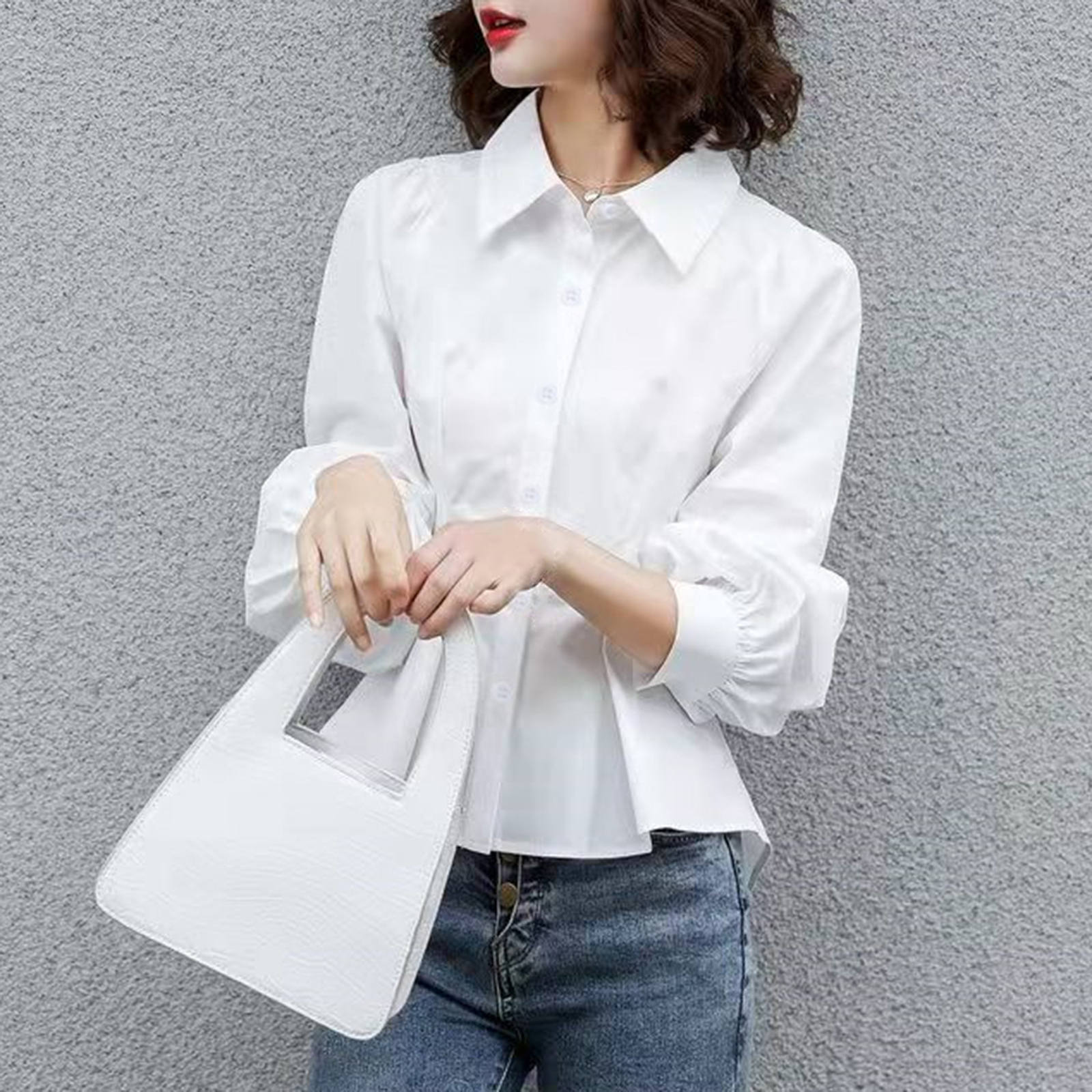 Spring Shirt Big Hem Match Pants Office Lady Spring Fall Blouse ...