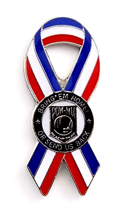 Wholesale Lot of 12 POW MIA Lapel Cap Hat Pin Red White Blue Ribbon Tie ...
