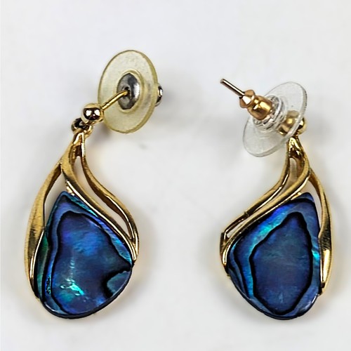 Ariki New Zealand Earrings 18kt Gold Plated Pāua Shell Teardrop Dangle ...