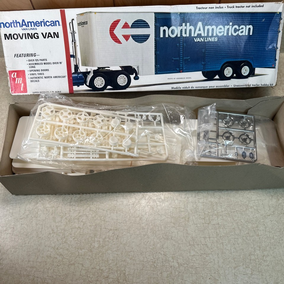 Vintage AMT North American Van Lines Moving Van Trailer 1/25 Open ...