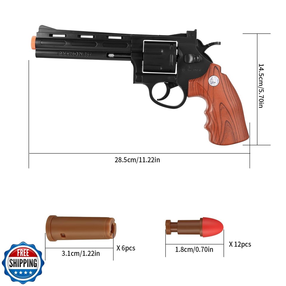 Toy Guns with 12 Soft Bullets, Toy Pistol Cap Gun, Foam Dart Blaster ...