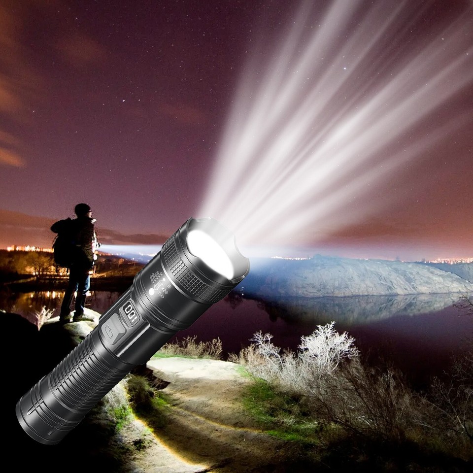 Super Bright LED Tactical Flashlight Rechargeable LED Work Light ...