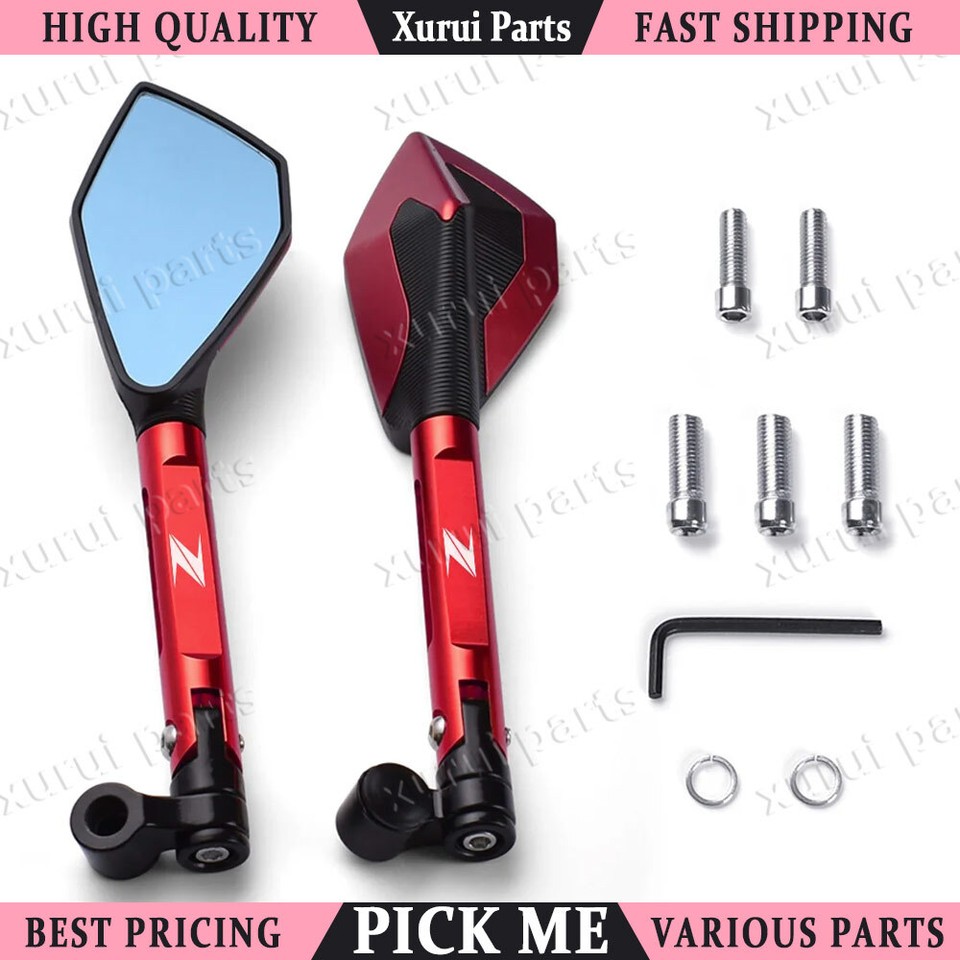 For Kawasaki Z Z1000 Z900 CNC Handlebar Rear View Mirrors Blue Anti ...