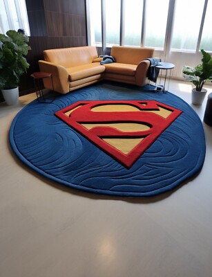 Modern Abstract Irregular Shape Hand Tufted Handmade Superman Rug | eBay