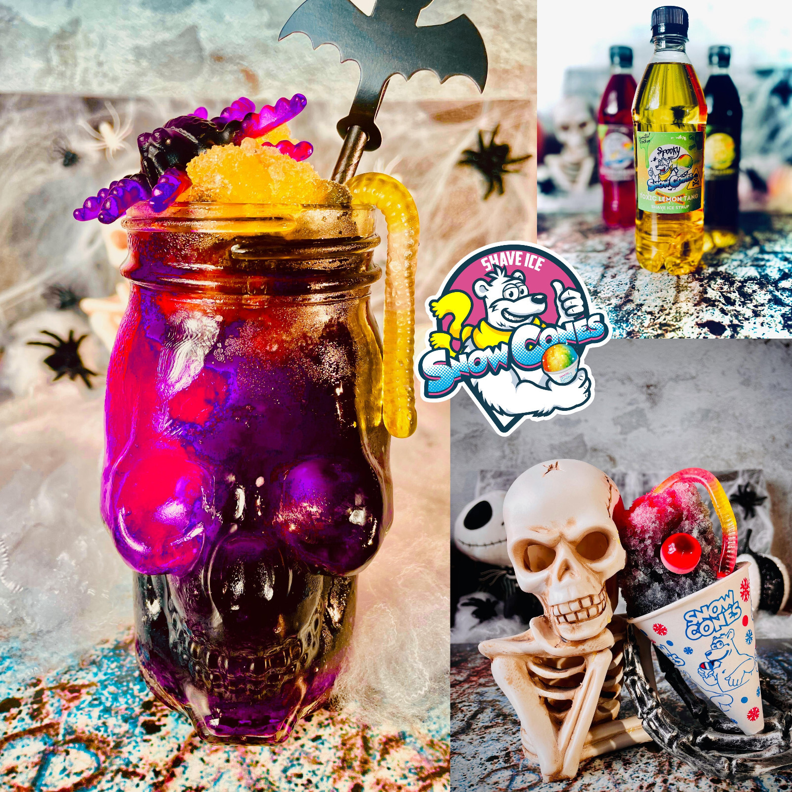 HALLOWEEN PARTY PACK Snow Cones SLUSH PUPPY SLUSHIE 12 x 250ml Syrups ...