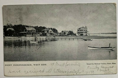 1907 MA Postcard Onset Point Independence West Side waterfront boats ...