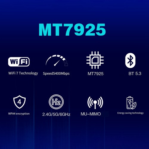MT7925 WIFI 7 Card+Antennas with Baffles 5400Mbps M.2 Triple Band 26276 ...