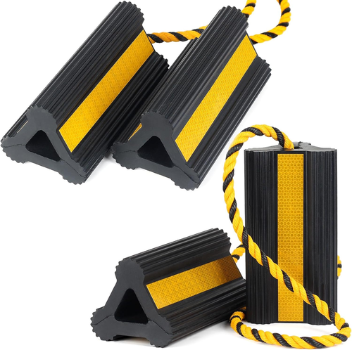 Heavy Duty Rubber Wheel Chocks, 2 Pair, Non-Slip Tire Stopper Blocks ...