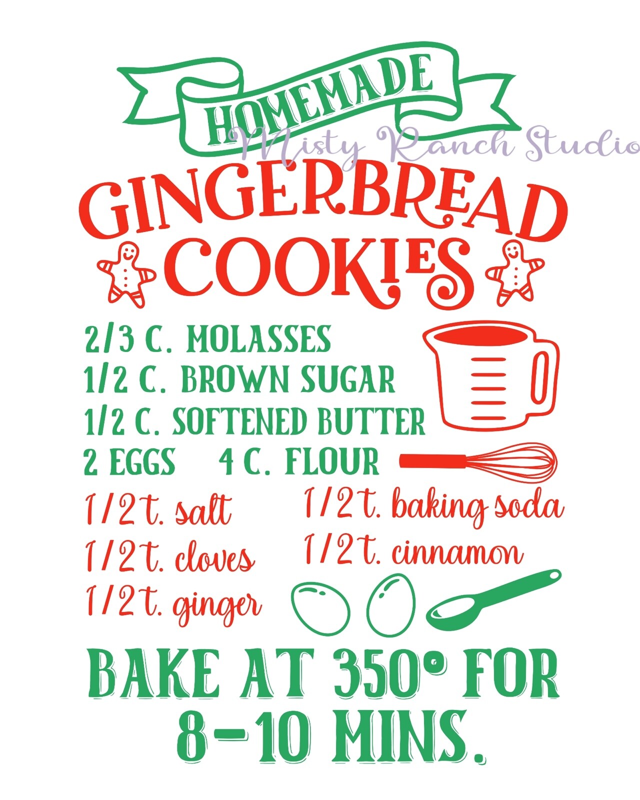 Set of 3 RECIPES Art Prints UNFRAMED Gingerbread Cookies, Eggnog, Sweet ...