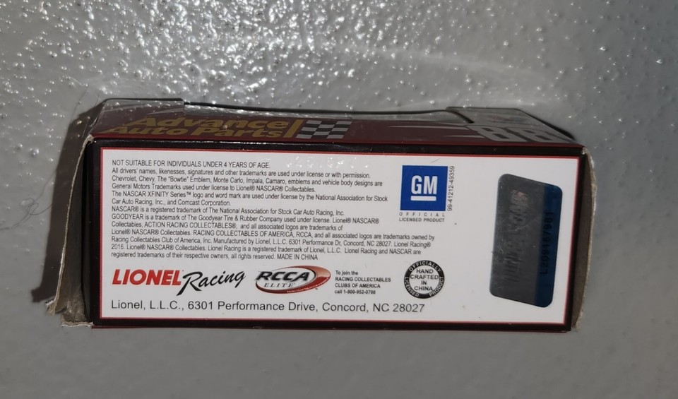 1/64 Alex Bowman #88 Advance Auto Parts - In Box - 2016 Camaro NASCAR 1 ...