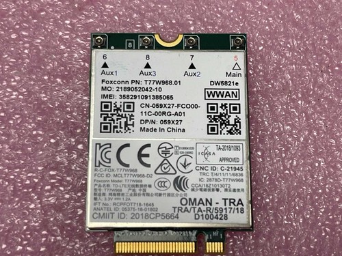 OEM Dell Latitude T77W968 DW5821e Snapdragon X20 4G LTE Card 59x27 ...