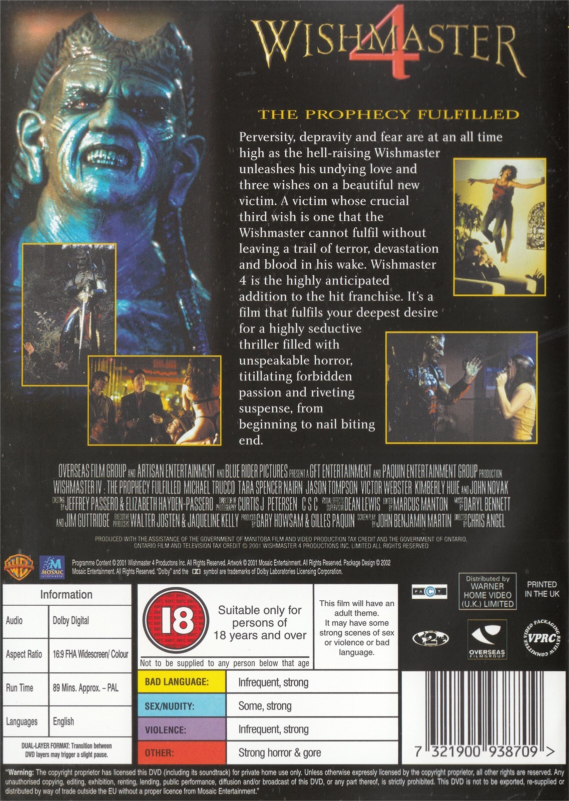 Wishmaster 4 - The Prophecy Fulfilled (DVD, 2003) for sale online | eBay