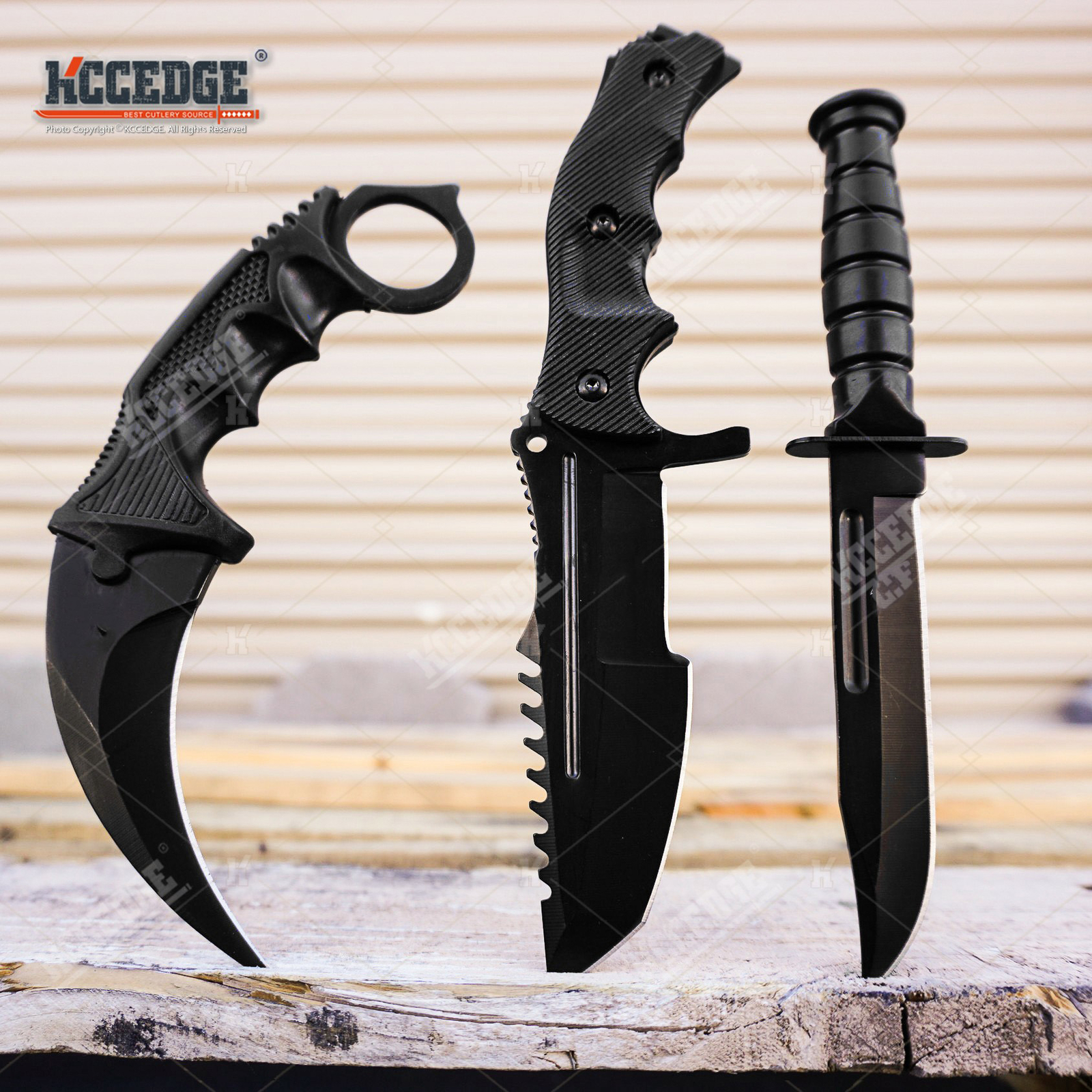 3PC COMBO CSGO Survival Fixed Blade Knife Set Karambit, Huntsman ...