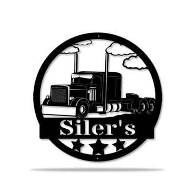Personalized 18 Wheeler Metal Signs, Big Rig Truck Wall Decor, Trucker ...