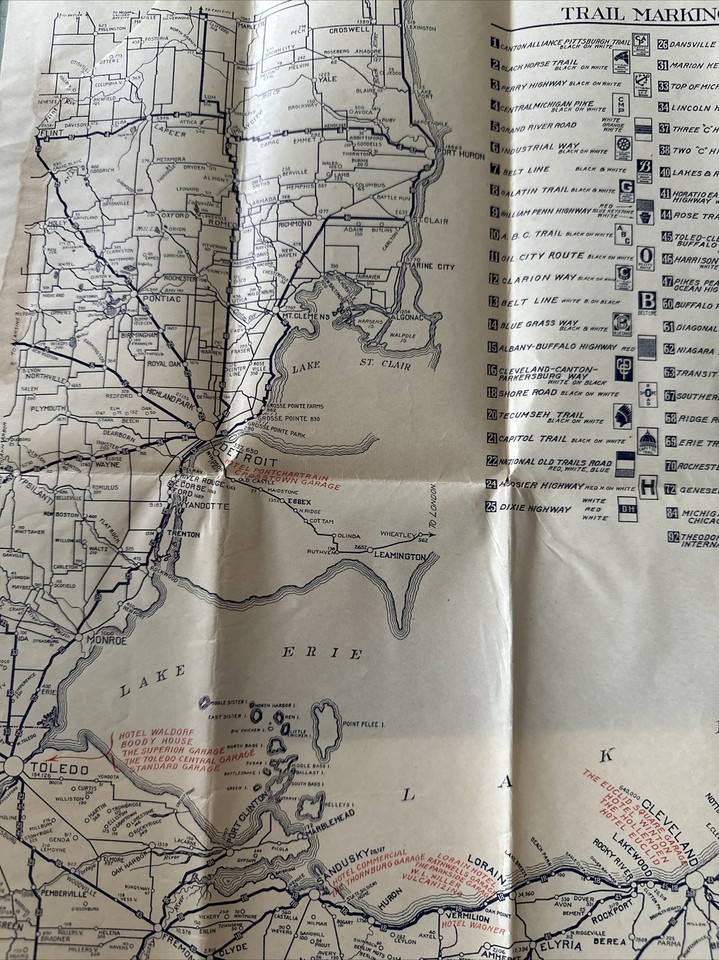 Antique 1919 Rand-McNally Auto Trail Map No 4 Tourists Garage Inc. | eBay