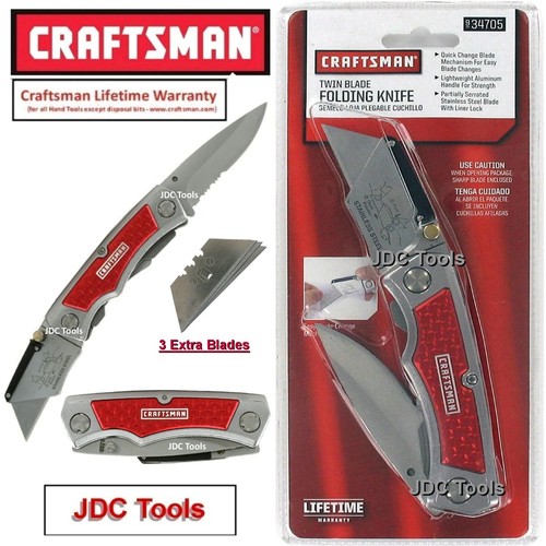 CRAFTSMAN TWIN BLADE FOLDING LOCKBACK KNIFE w 3 BLADES | eBay