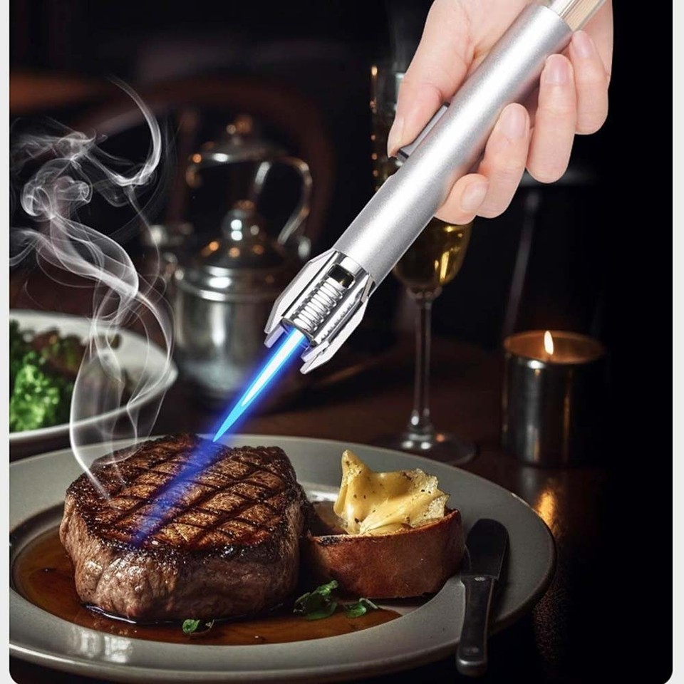 Windproof Straight Torch Blue Flame Lighter Brightfire Rechargeable ...