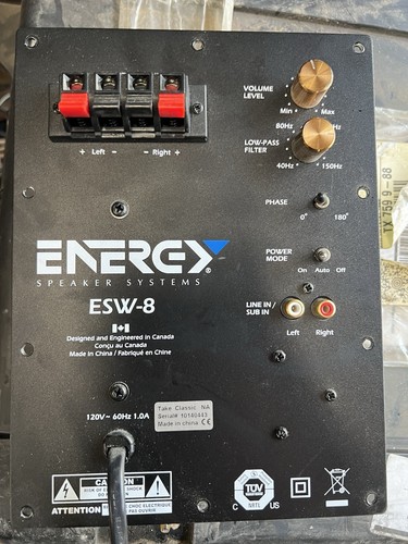 Energy ESW-8 Home Theater 8” Powered Subwoofer AMPLIFIER ONLY | eBay