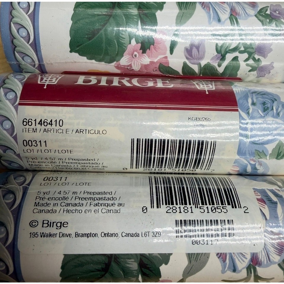 3 Rolls Vintage Wallpaper Border Birge Cottage Core Floral Roses 00311 ...