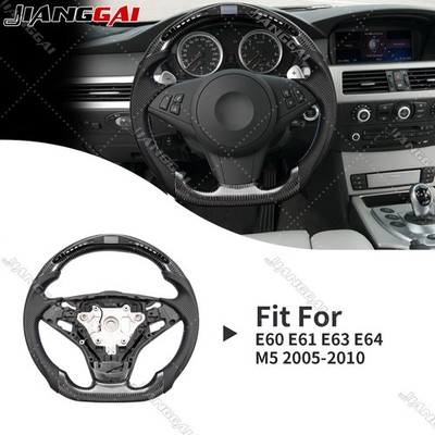 Carbon Fiber Perforated Leather LED Steering Wheel For BMW E60 E61 E63 ...