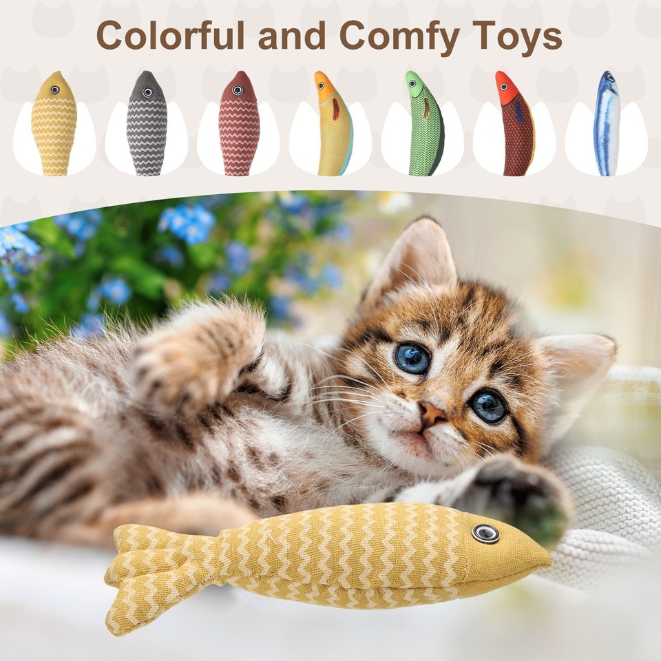2Pcs Fish Shaped Bite Resistant Catnip Cat Chew Playing, Yellow (21 x ...