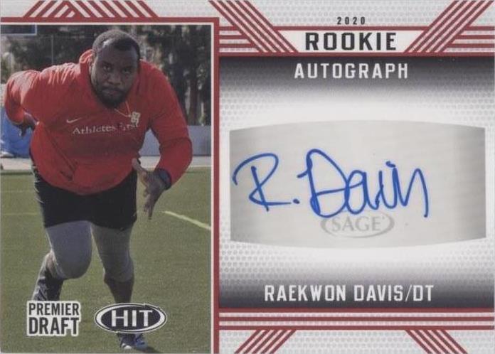 2020 Sage Hit - Rookie Autographs Raekwon Davis #A59 Red (AU, RC) for ...
