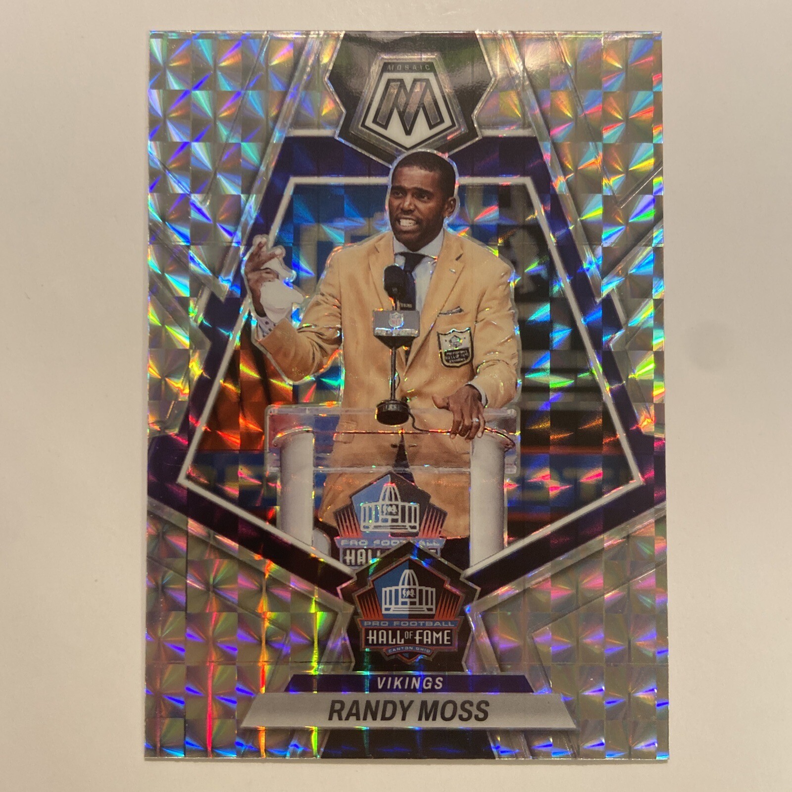 2023 Panini Mosaic NFL #278 Randy Moss Hall of Fame Silver Mosaic Prizm ...