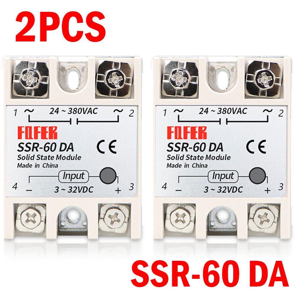 2 PC Single Phase Solid state Relay Module DC-AC SSR 60 DA 3-32VDC 24 ...