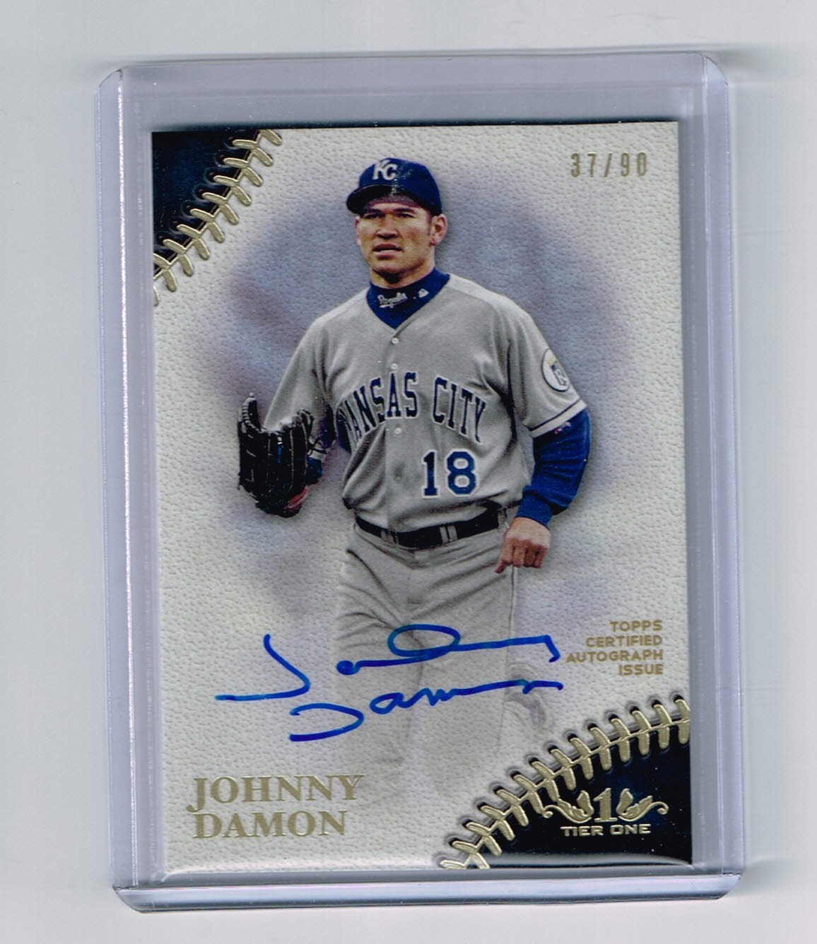 JOHNNY DAMON 2018 TOPPS TIER ONE AUTOGRAPH # 37/90 ROYALS RED SOX ...