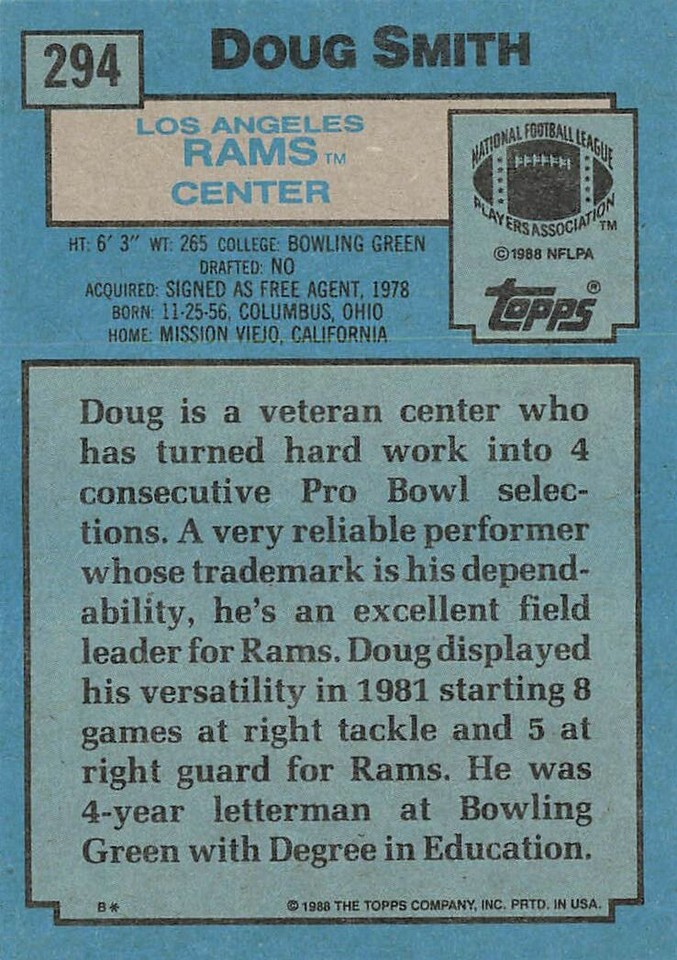 1988 Topps Doug Smith Los Angeles Rams #294 | eBay