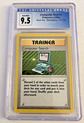 BASE SET SHADOWLESS 1999 - COMPUTER SEARCH TRAINER - CGC 9.5 - GEM MINT ...