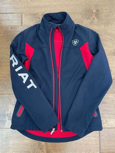 Ariat Team Womens XS Jacket Softshell Zip Navy Blue Red EUC | eBay