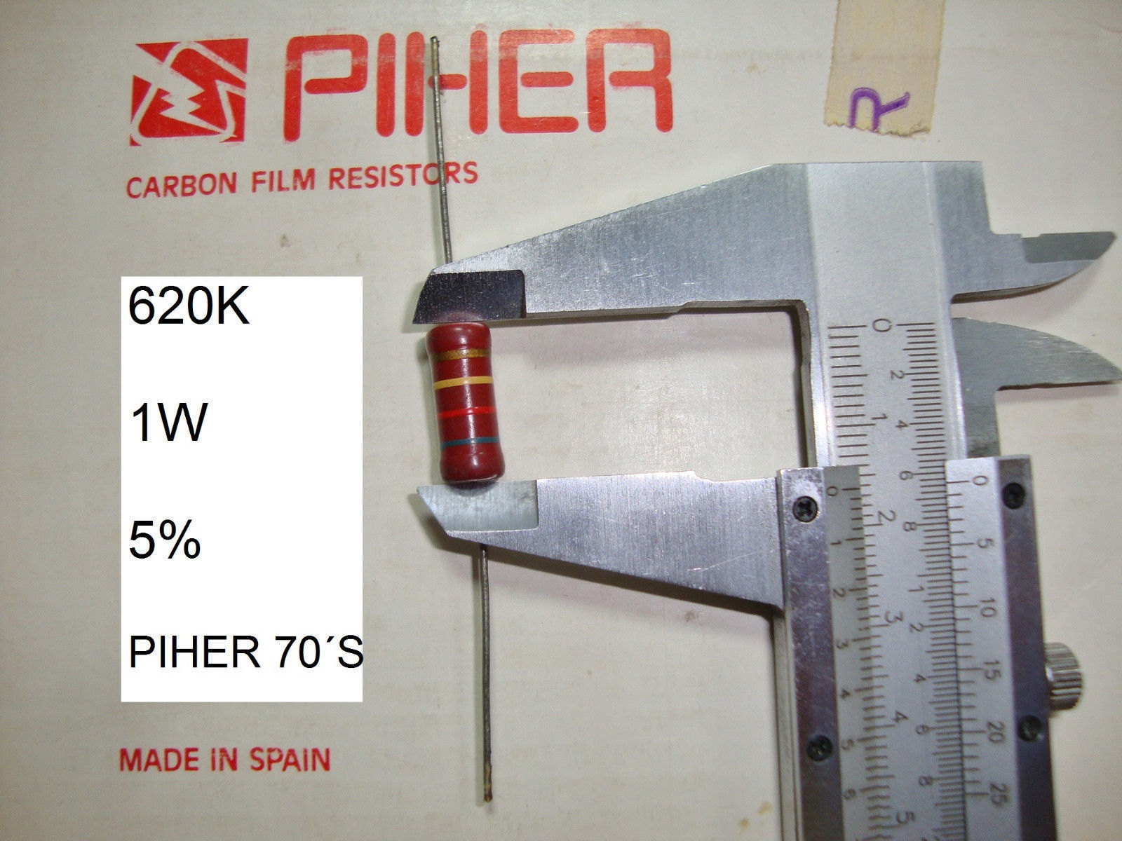 VINTAGE PIHER RESISTOR. 1W 620K 5% *1 PC* NEW ORIGINAL 1970 ́S+ | eBay