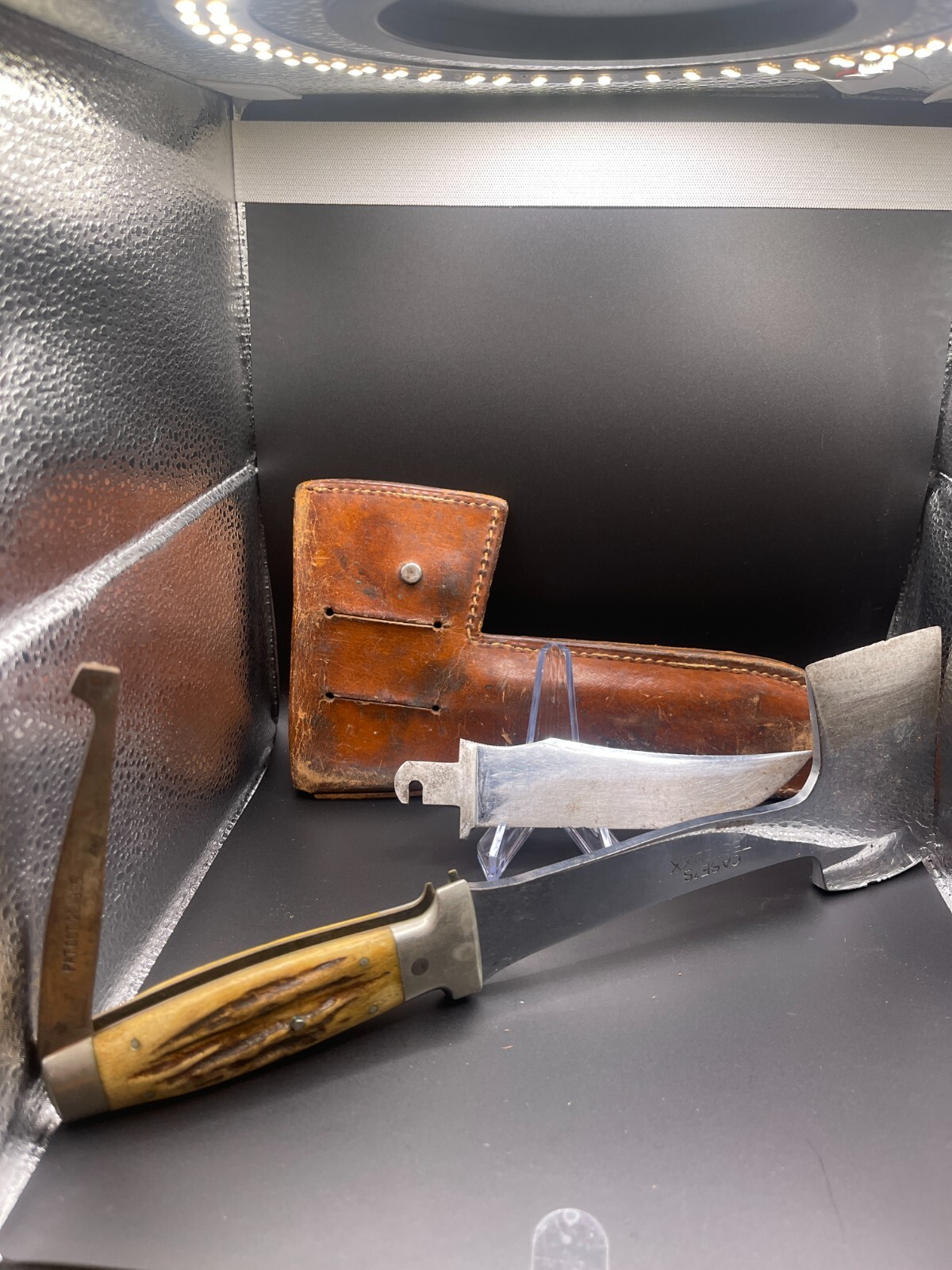 1935 Case Tested XX Interchangeable Steel Hatchet/Knife w/ Stag Handle ...