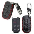 2x Red Remote Key Fob Leather Cover For Jeep Grand Cherokee Chrysler ...