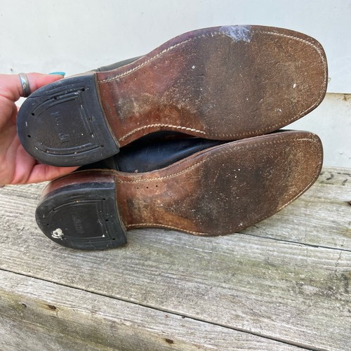 Boulet Square Toe Black Rust Orange Top Cowboy Western Boots 9D #4033 ...