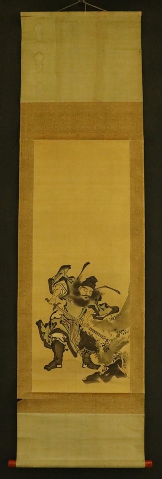 JAPANESE HANGING SCROLL ART Painting "Shoki Zhong kui" Asian antique # ...