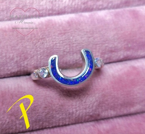 Sterling Silver Horseshoe Ring Made With Opal Size P. Equine, Equestrian | eBay UK