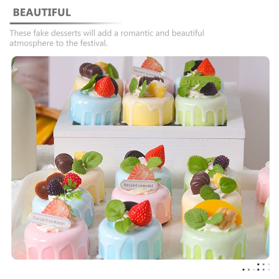 6Pcs Fake Dessert Model Decor Simulated Cake Model Adorable Small Fake ...