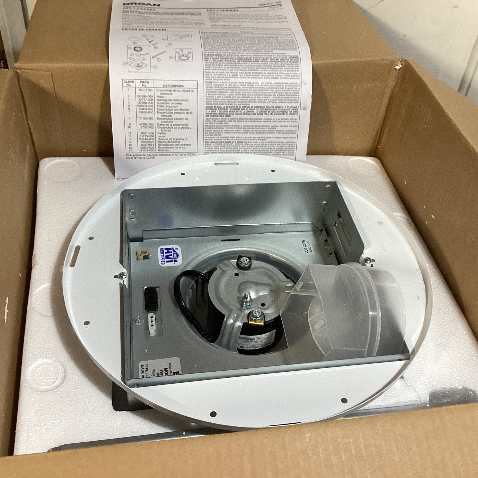 Broan 750 Economy 100 CFM 5 Sone Ceiling Mounted Bath Fan - White*READ ...