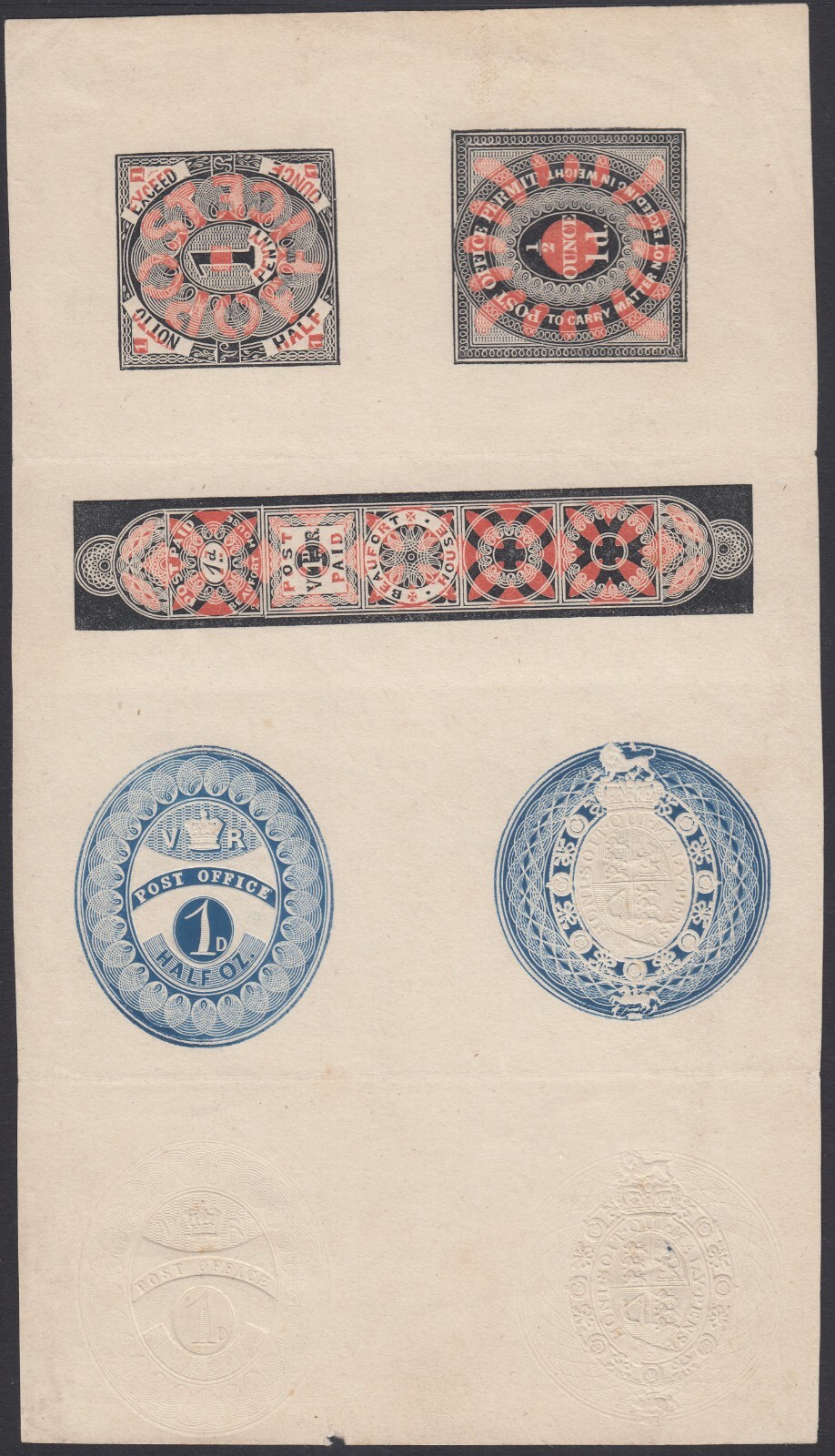 Charles Whiting Treasury essays. Complete sheet, showing three Congreve ...