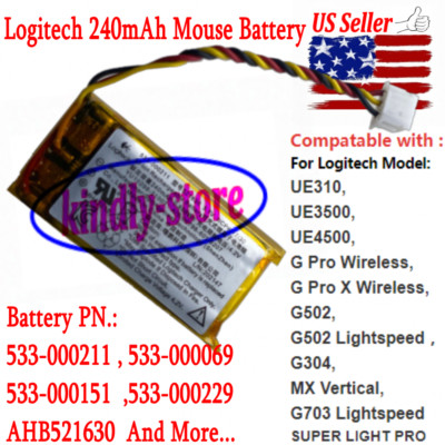 Logi 240mAh Battery For Logitech G PRO / For G502 Lightspeed Logitech ...