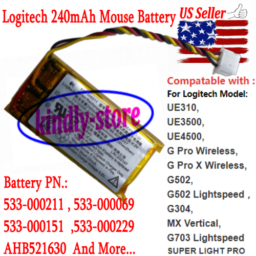 Logi 240mAh Battery For Logitech G PRO / For G502 Lightspeed Logitech ...